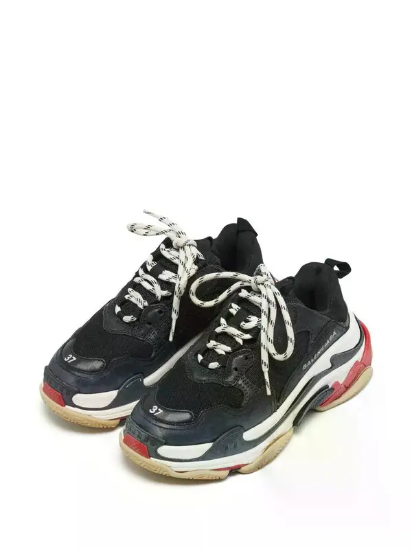 Balenciaga Triple S Layered Paneled Lace-up Sneakers - Black