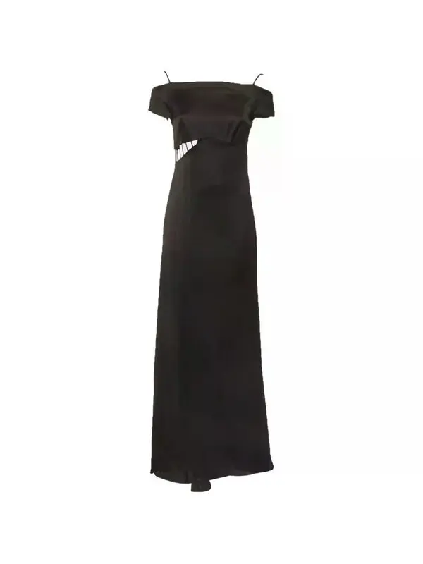 Givenchy Off-shoulder Maxi Dress With Spaghetti Straps And Side Cut-out - Black