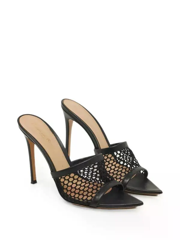 GIANVITO ROSSI Alisia Mesh Heeled Sandals - Black