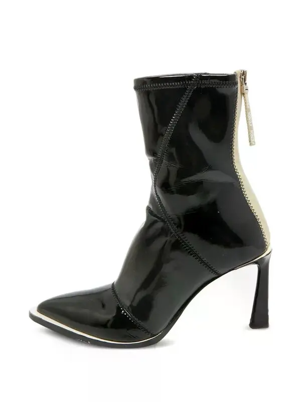 Fendi Patent Leather Pointed Toe Ankle Boots - Black