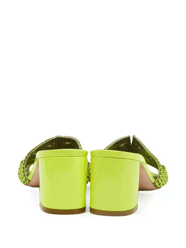 GINA Crystal Embellished Patent Leather Block Heel Sandals