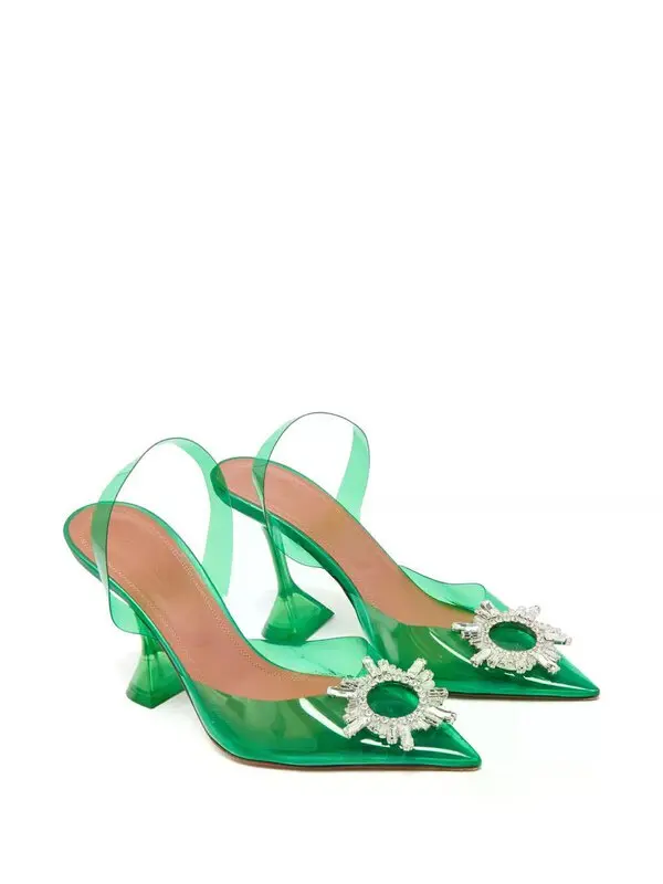 Amina Muaddi Begum Crystal-embellished Pumps - Green
