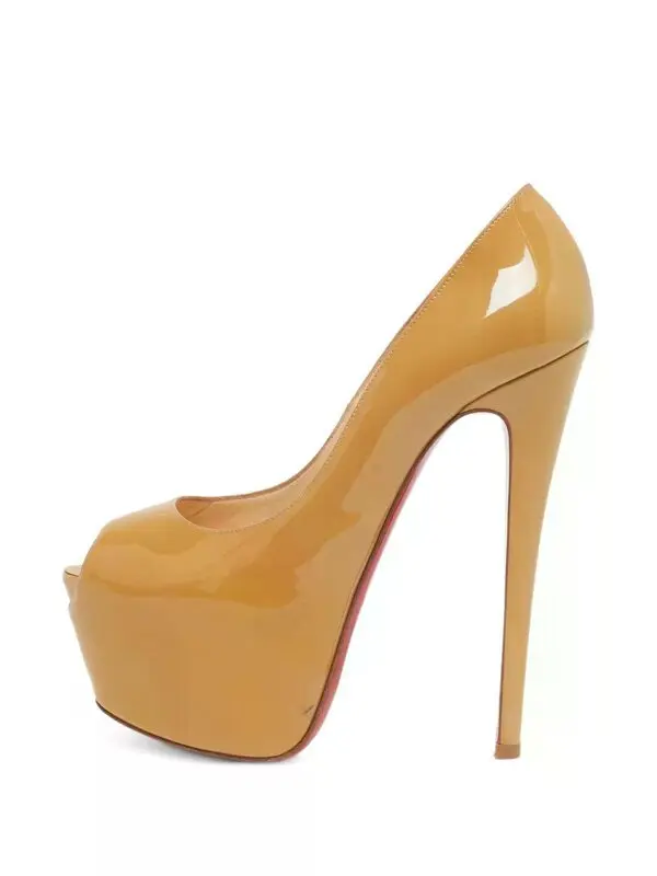 CHRISTIAN LOUBOUTIN Lady Peep Platform Heeled Pumps - Neutrals
