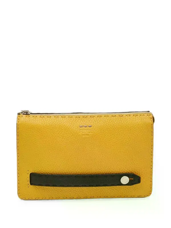 Fendi Selleria Hand-stitched Clutch Bag - Yellow