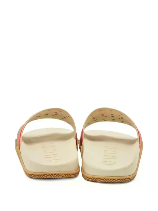 Gucci Gg Web Pool Slides - Neutrals