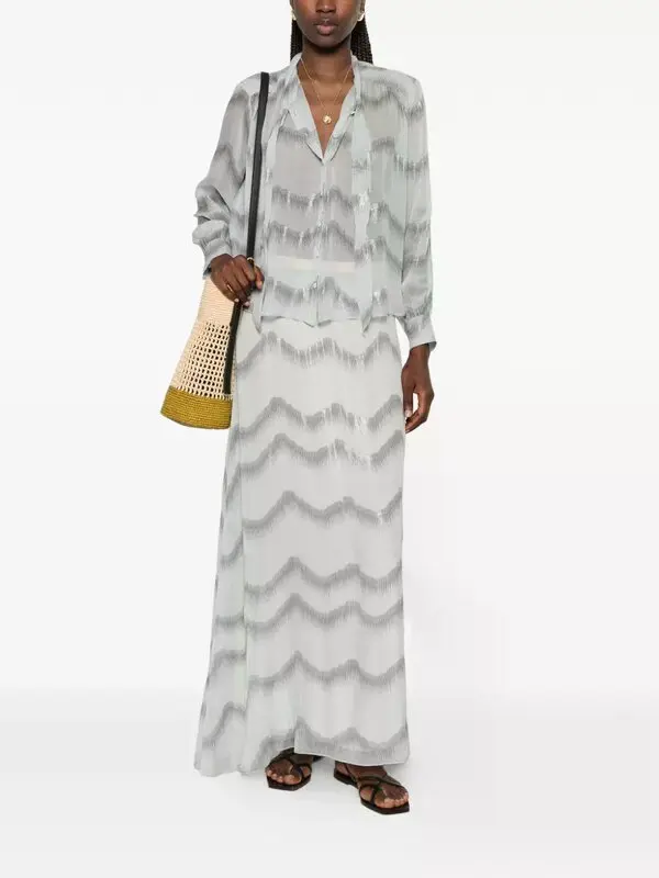 FORTE_FORTE Chevron-patterned Silk-blend Skirt