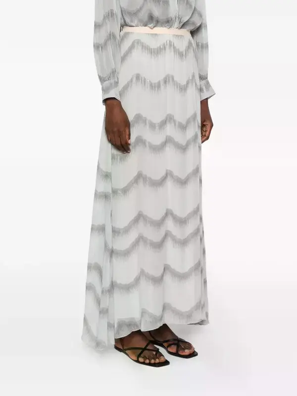 FORTE_FORTE Chevron-patterned Silk-blend Skirt