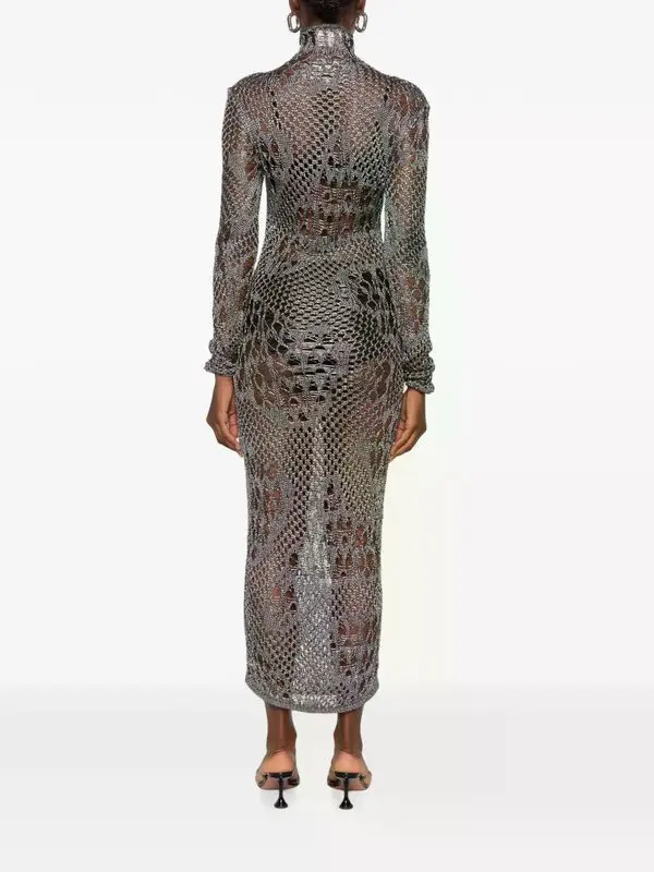 DONDUP Open-knit Long-sleeved Midi Dress
