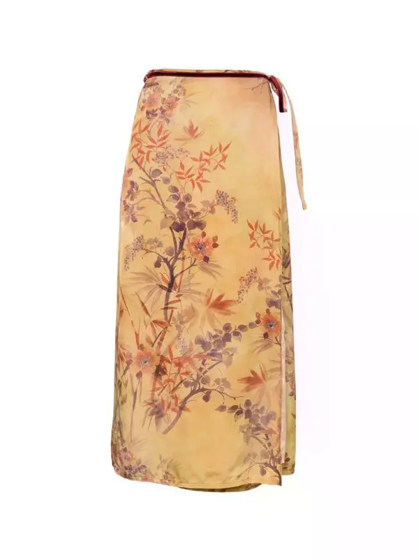 FORTE_FORTE Floral-print Silk-blend Midi Skirts - Neutrals