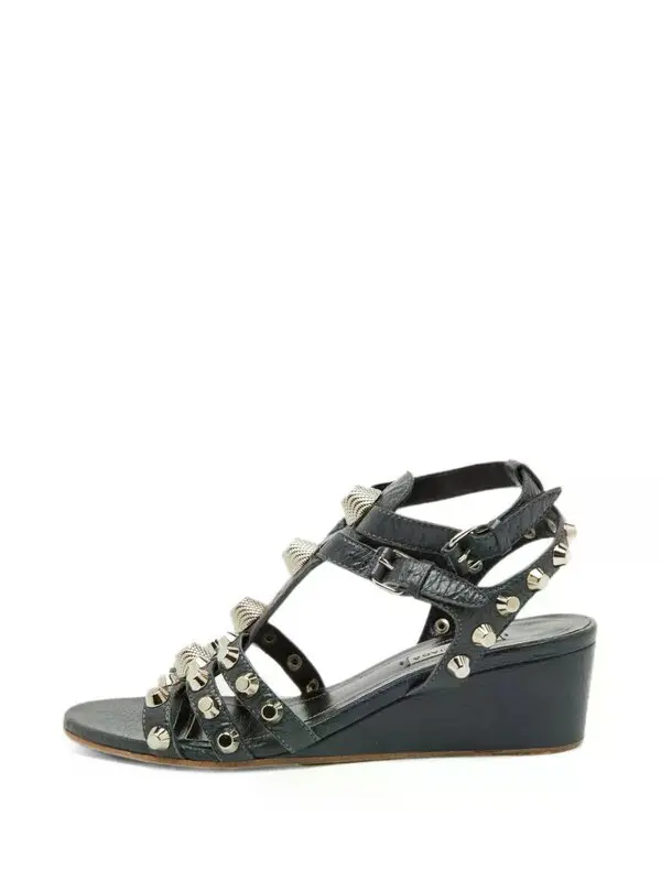 Balenciaga Arena Studded Wedge Sandals - Grey