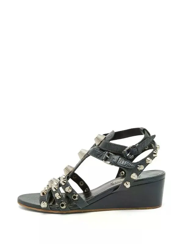 Balenciaga Arena Studded Wedge Sandals - Grey