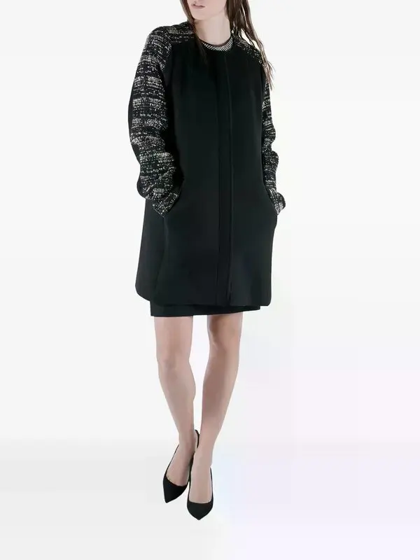 Rebecca Taylor Contrast Sleeve Zip Front Coat
