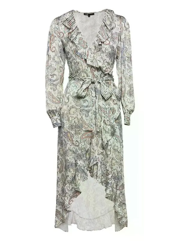 Maje Paisley-print Wrap Dress - Grey