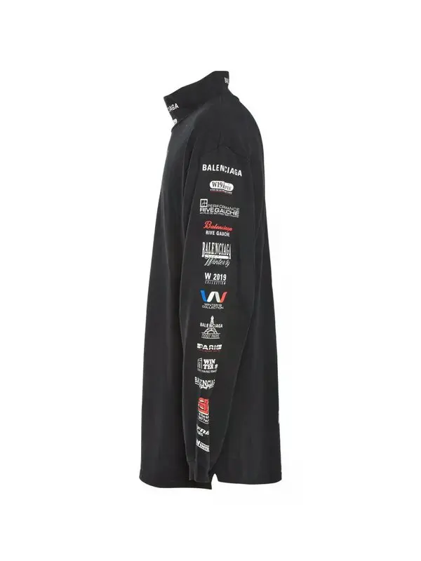 Balenciaga Logo-print Mock-neck Long-sleeve T-shirt