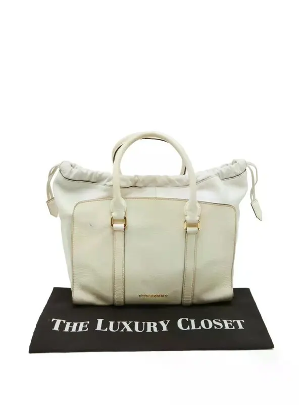 Burberry Dinton Leather Tote Bag - White