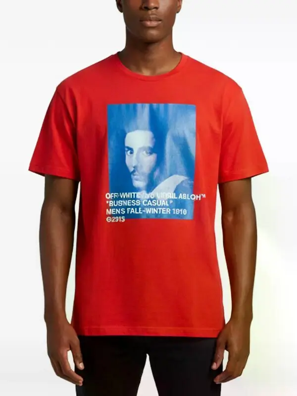 Off-White Bernini Graphic-print Cotton T-shirt - Red