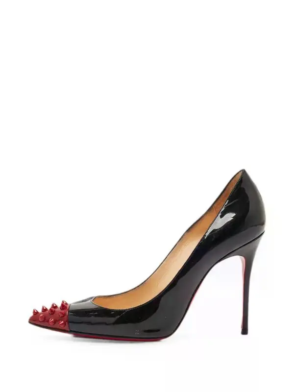CHRISTIAN LOUBOUTIN Geo Spike-embellished Leather Heeled Pumps - Black