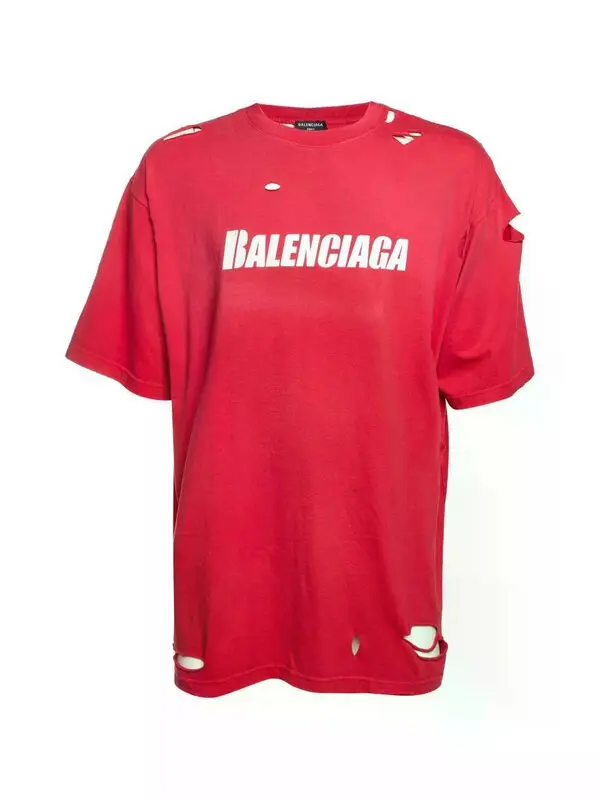Balenciaga Logo-print Distressed T-shirt