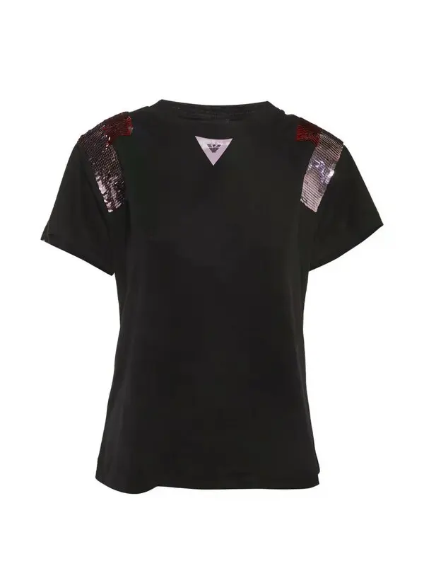 Emporio Armani Sequin-embellished Jersey T-shirt - Black