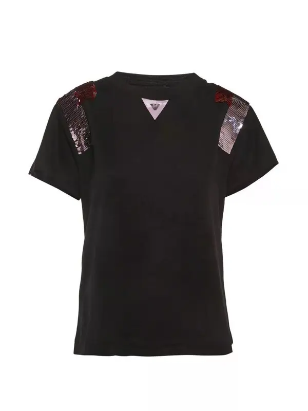 Emporio Armani Sequin-embellished Jersey T-shirt - Black