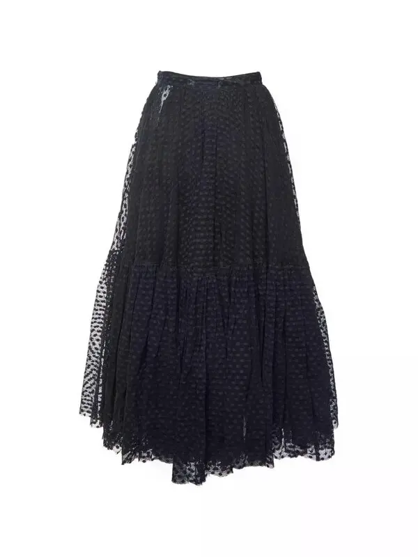 Dior Dotted Tulle Gathered Midi Skirt