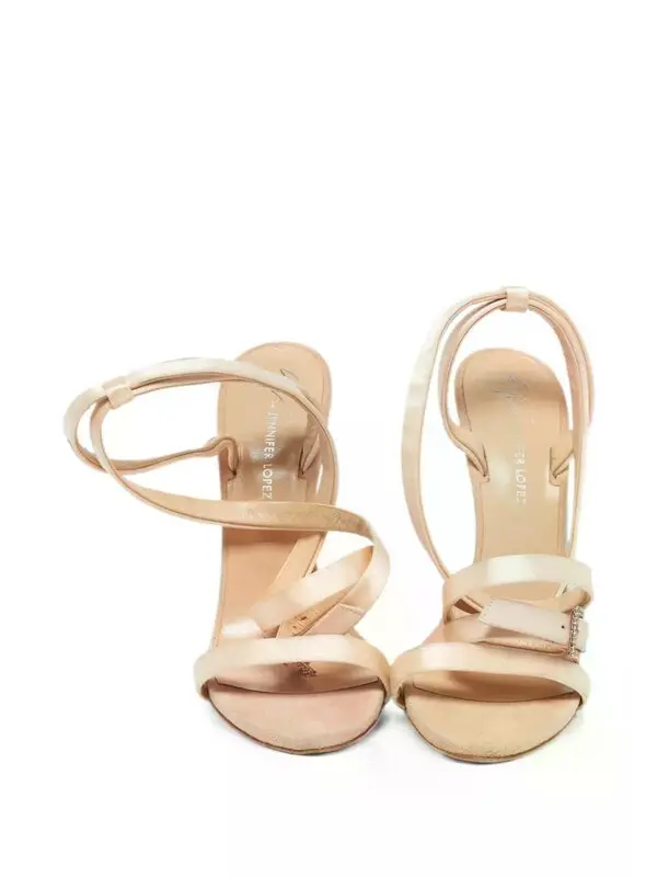 GIUSEPPE ZANOTTI Beige Satin Ankle Strap Stiletto Sandals