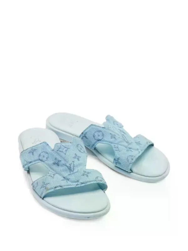 LOUIS VUITTON Oasis Monogram Denim Flat Sandals
