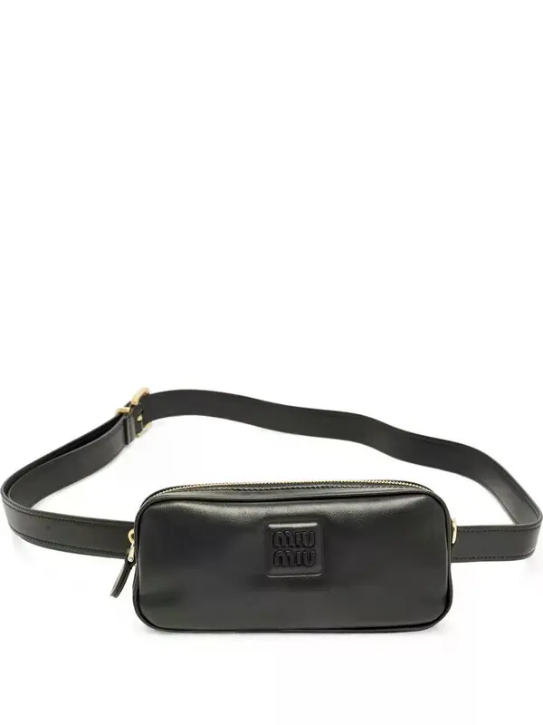 Miu Miu Leather Embossed Logo Belt Bag - Black