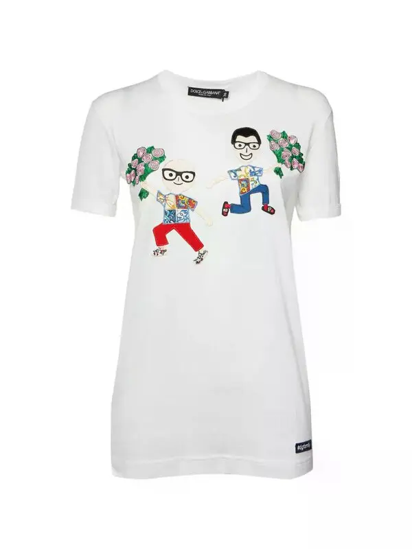 Dolce & Gabbana Dg Family Patchwork Half-sleeve T-shirt - White
