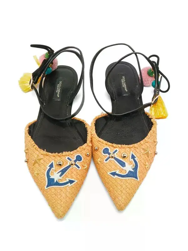 Dolce & Gabbana Anchor-patch Slingback Flat Pumps