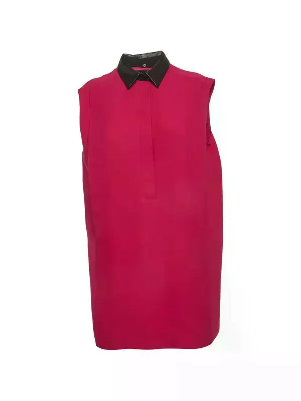 Gucci Leather-trim Sleeveless Blouse