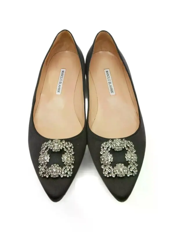 Manolo Blahnik Hangisi Crystal Ballet Flats