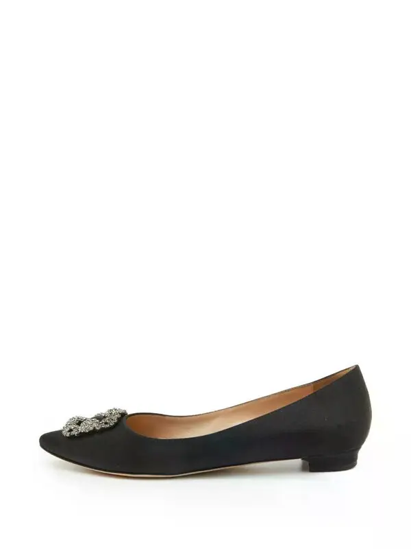 Manolo Blahnik Hangisi Crystal Ballet Flats - Black