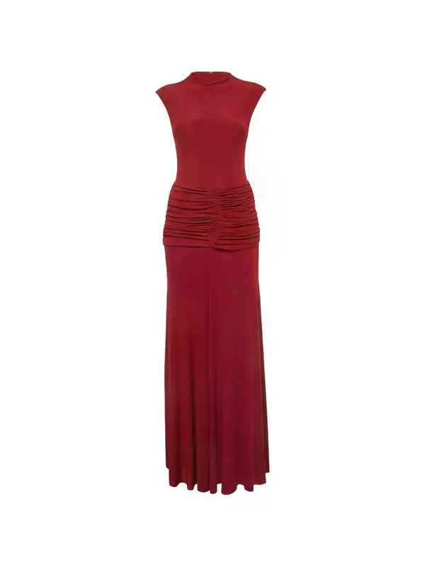 CHATS BY C.DAM Ruched Maxi Dress - Red