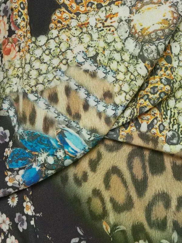 Roberto Cavalli Class Animal-print Draped Midi Dress