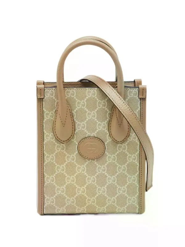 Gucci Mini Gg Supreme Leather Tote Bag - Neutrals
