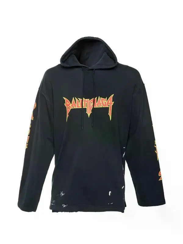 Balenciaga Unifit Distressed Hoodie - Black