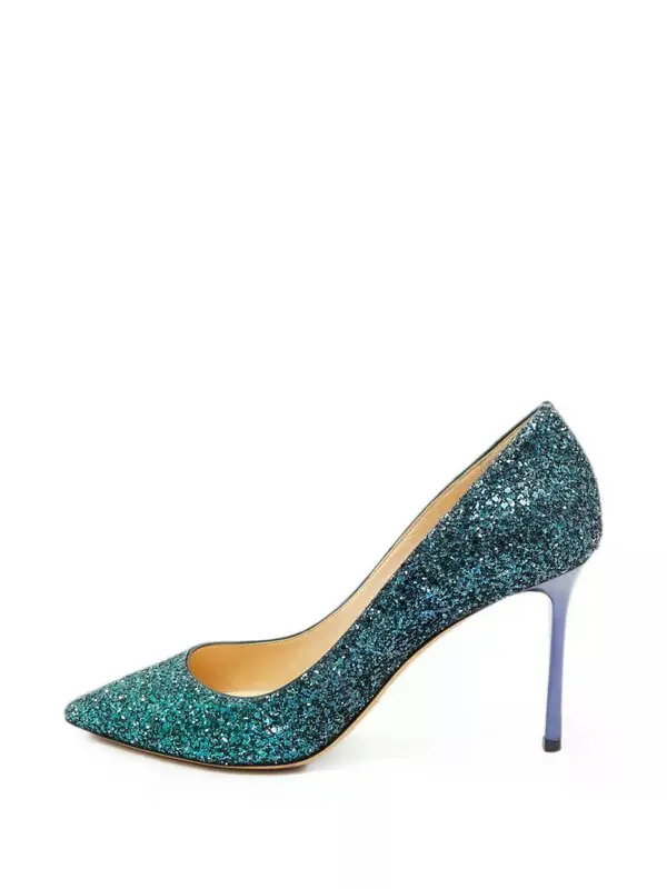 JIMMY CHOO Anouk Glitter Pointed-toe Pumps - Green