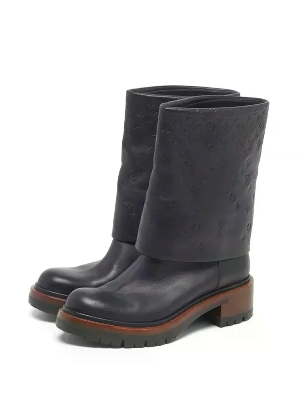 LOUIS VUITTON Monogram Leather Boots - Black