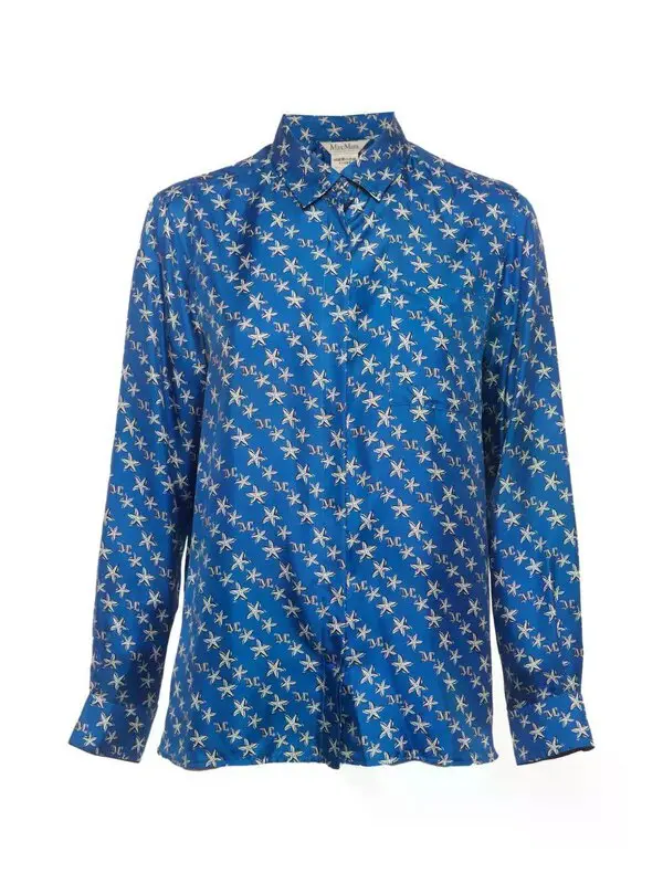 Max Mara Starfish-print Silk Shirt - Blue