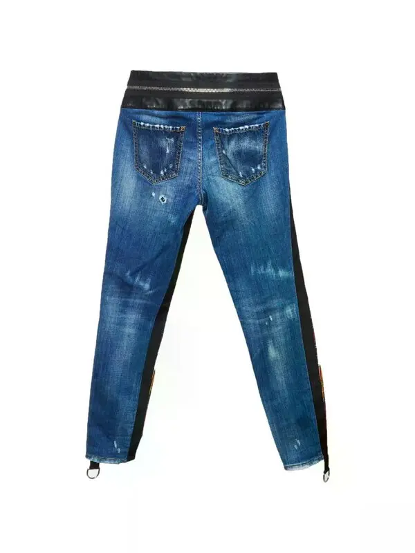 Dsquared2 Paneled Tartan Jeans - Red