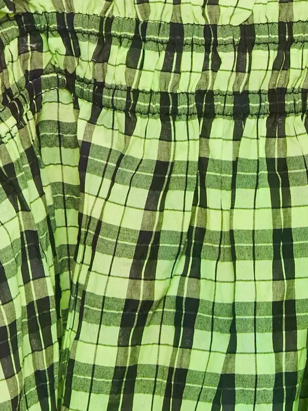 GANNI Shirred Check Top