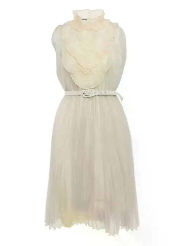 Prada Pleated Ruffled Dress - White