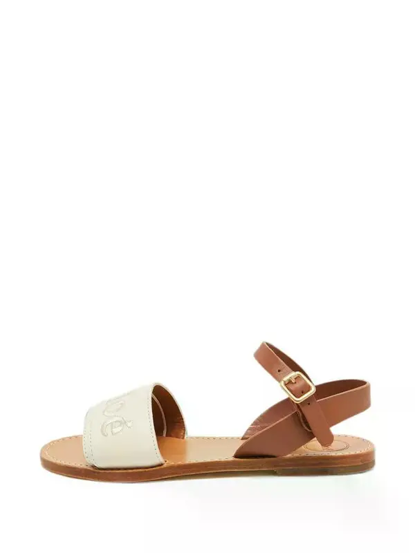 Chloé Logo Embroidered Sandals - White