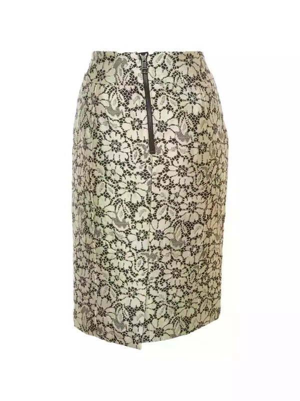 Burberry Brocade-lace Pencil Midi Skirt