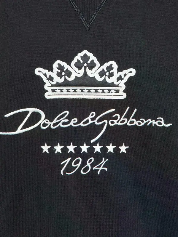 Dolce & Gabbana Embroidered-logo Crew-neck Cotton Sweatshirt - Black