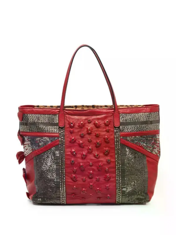 Valentino Garavani Sequinned Crystal-embellished Tote Bag - Red