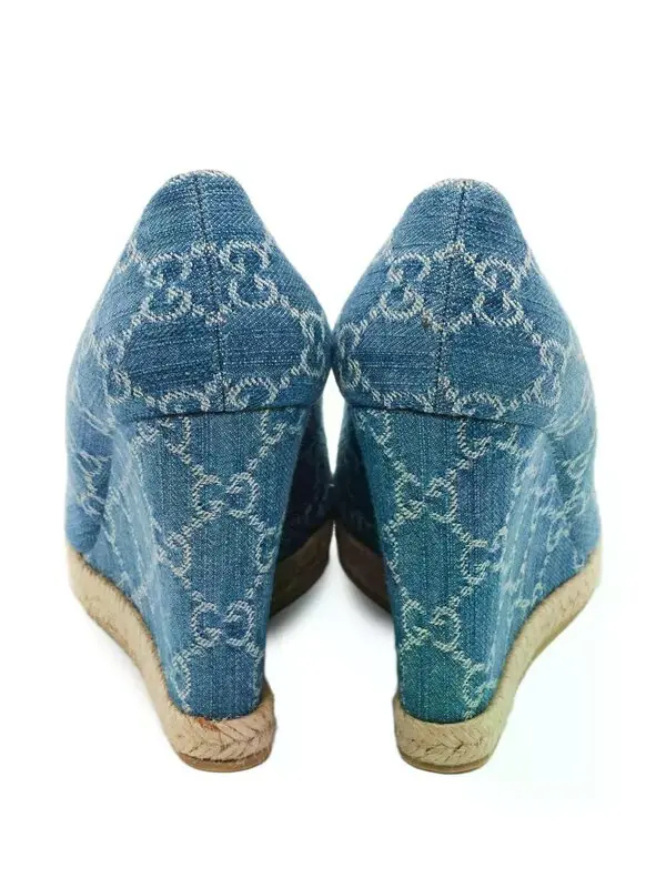 Gucci Charlotte Peep-toe Wedge Pumps - Blue