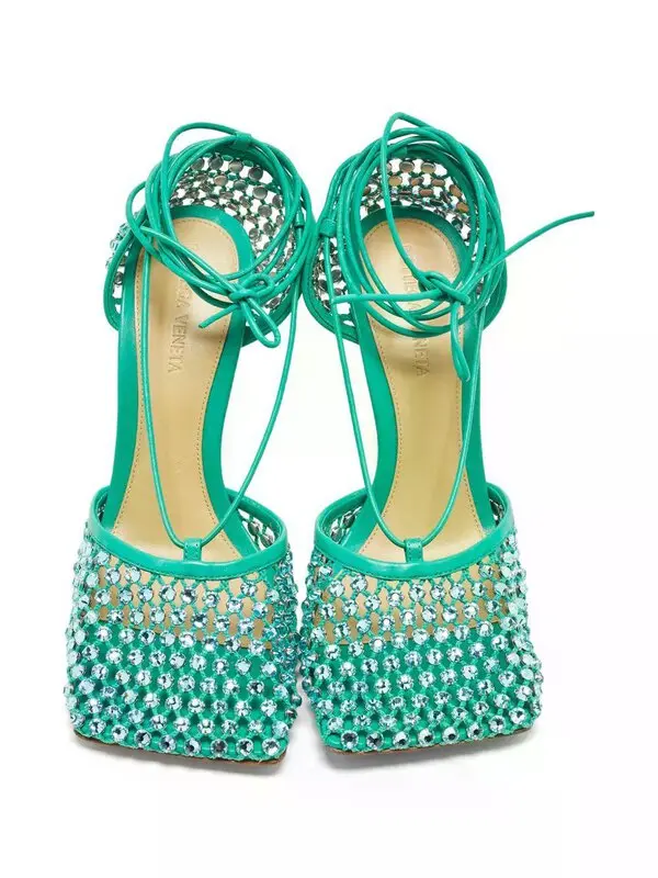 Bottega Veneta Embellished Ankle-wrap Stiletto Pumps - Green
