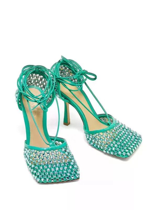 Bottega Veneta Embellished Ankle-wrap Stiletto Pumps - Green